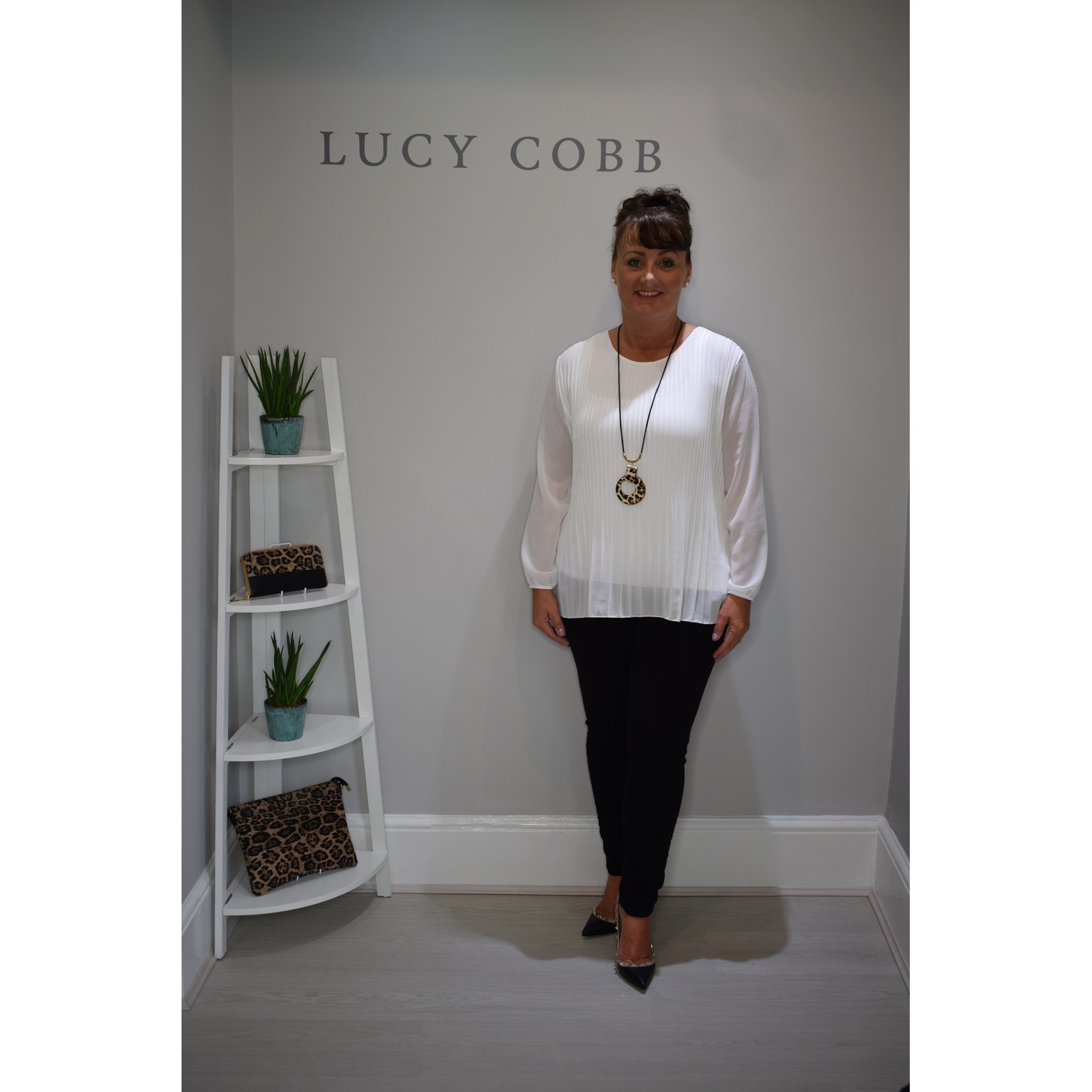 Lucy Cobb Connie Long Sleeve Blouse in White