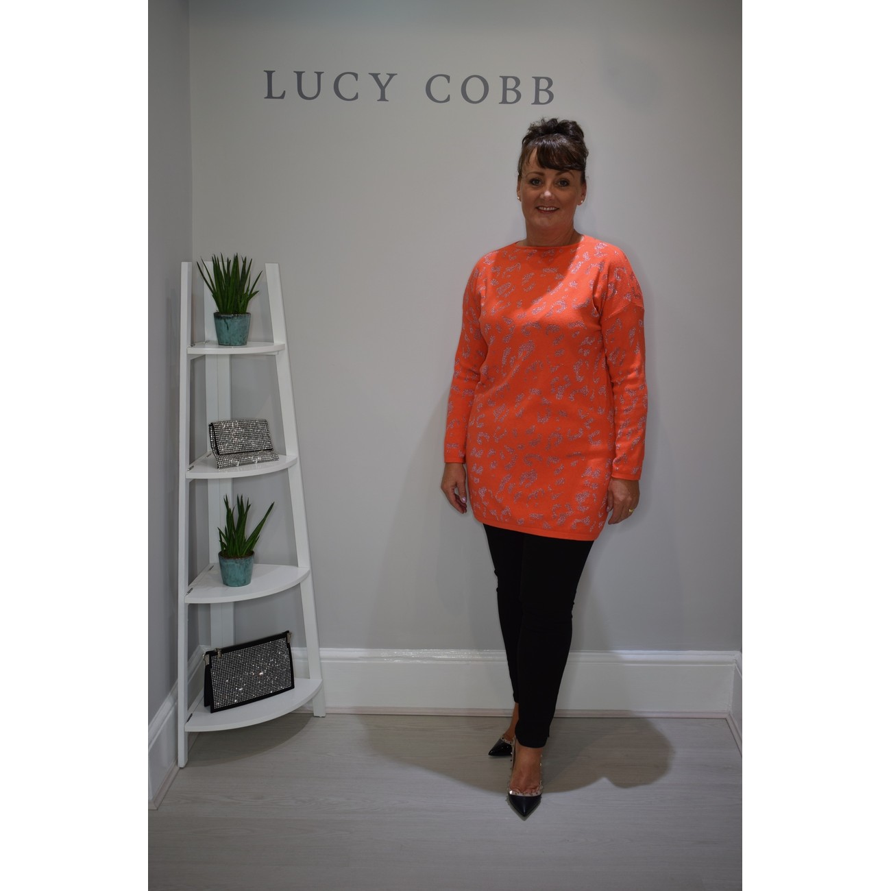 Lucy Cobb Gilly Glitter Print Tunic in Orange