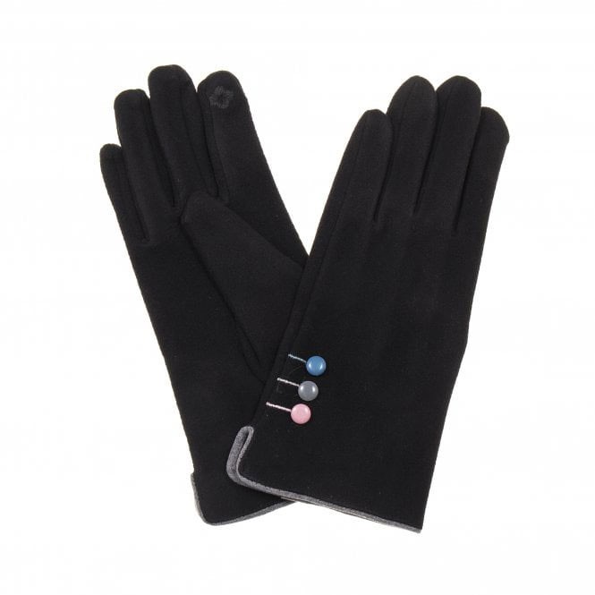 Park Lane Brianna Button Gloves in Black Mix