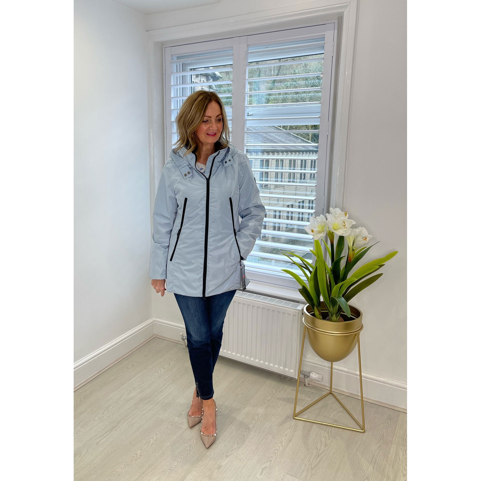 Normann Natalia Lightweight Waterproof Jacket in Pale Blue