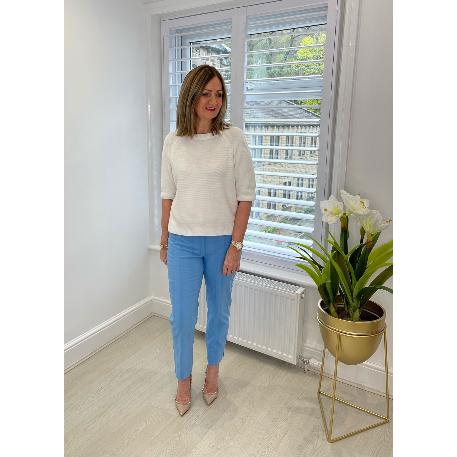 Robell Bella 09 Cotton Rich Seersucker (7/8) in Cornflower Blue