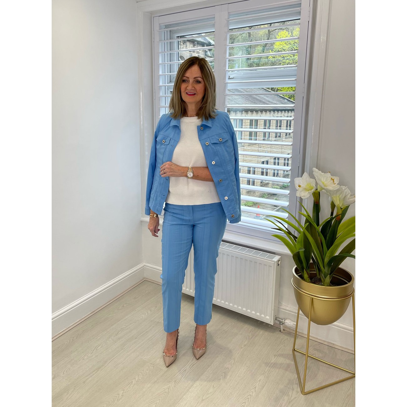 Robell Bella 09 Cotton Rich Seersucker (7/8) in Cornflower Blue