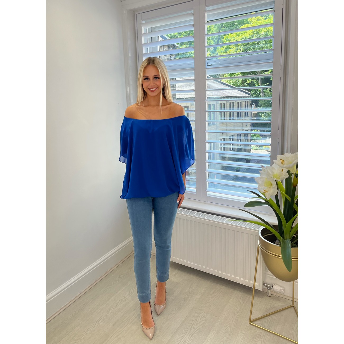 Lucy Cobb Kendra Chiffon Top in Royal