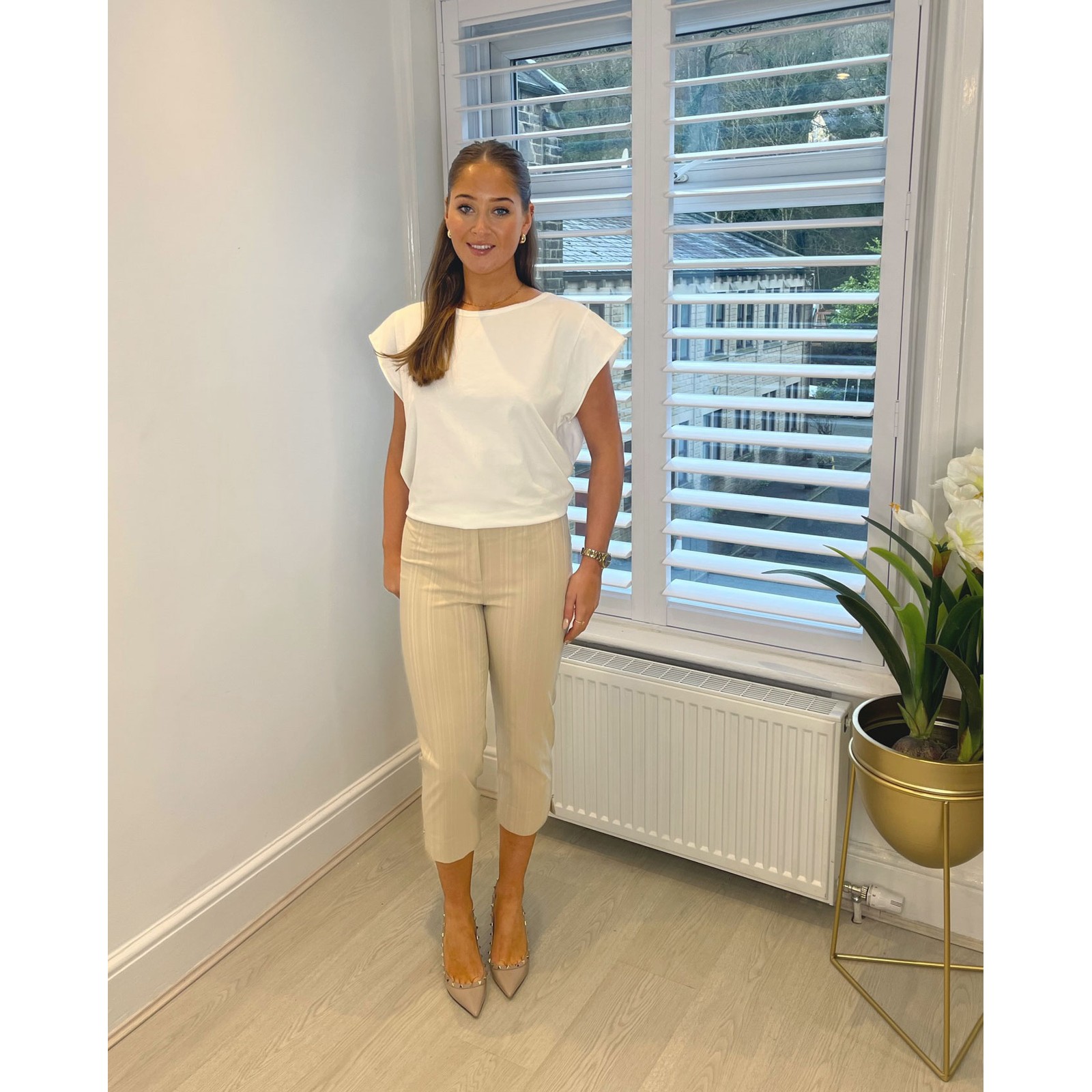 Robell Marie 07 Cotton Rich Seersucker in Beige