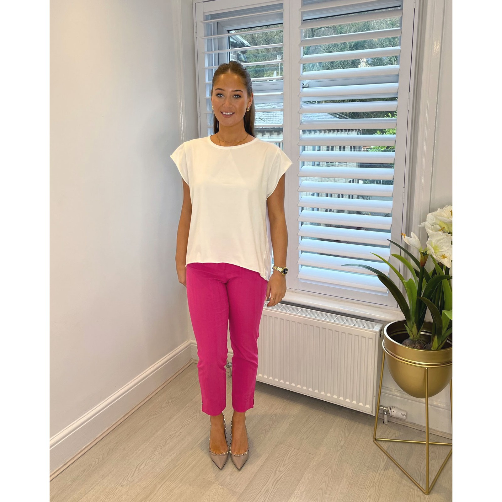 Robell Bella 09 Cotton Rich Seersucker (7/8) in Hot Pink