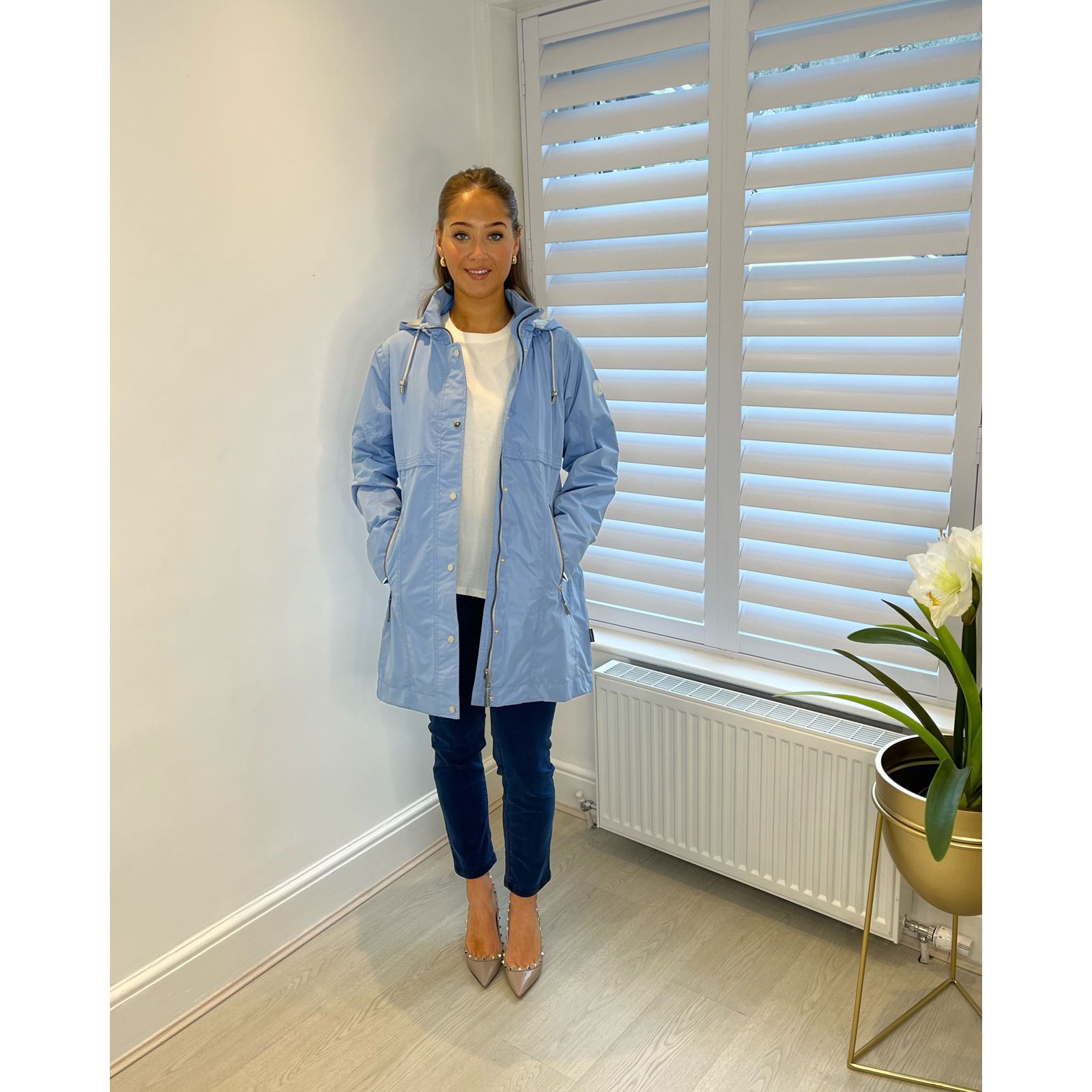 Frandsen Frances Water Resistant Coat in Pale Blue