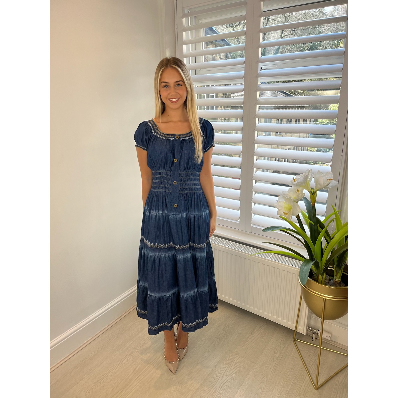 Lucy Cobb Verona Denim Dress in Dark Denim