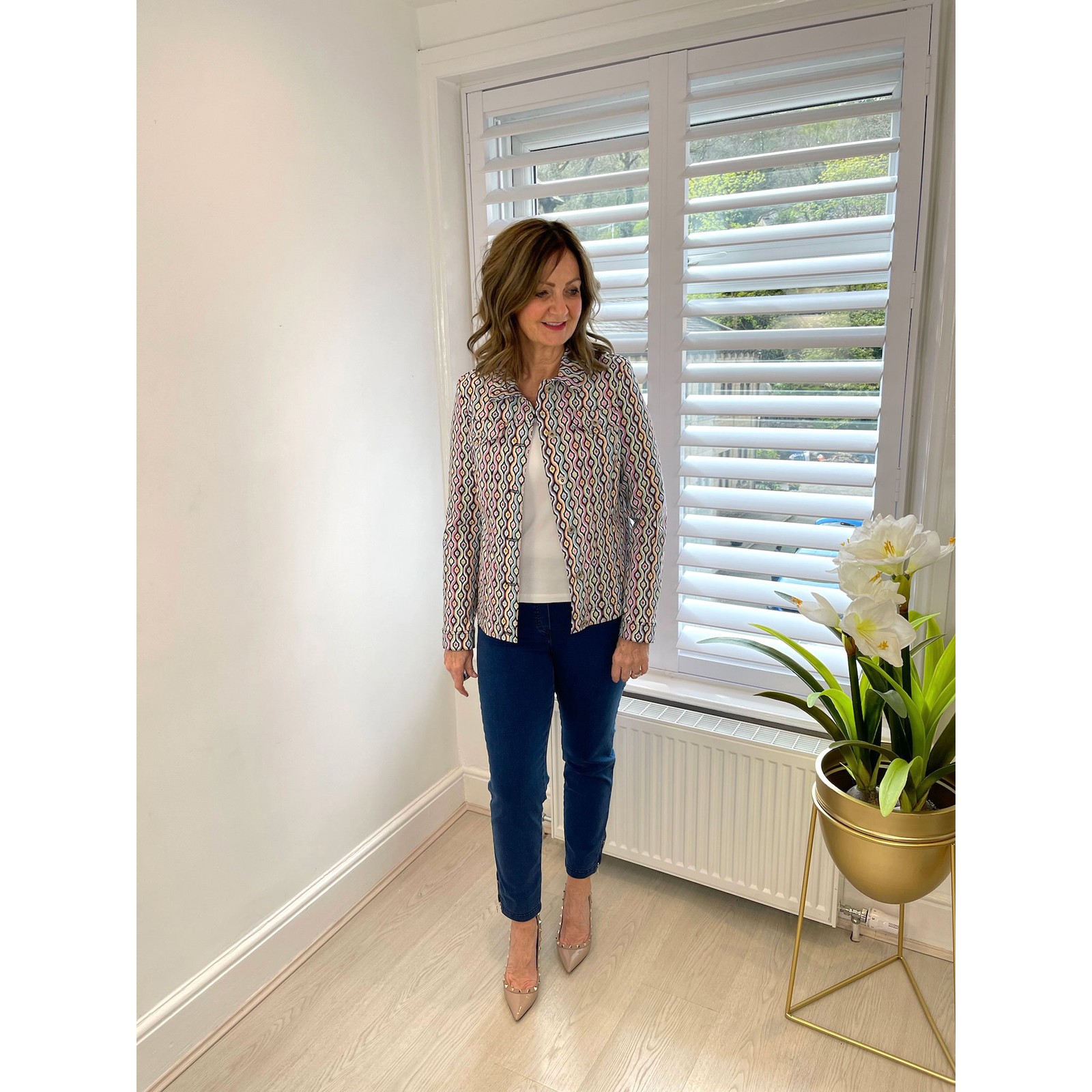 Robell Pastel Abstract Happy Jacket in Pastel Multi