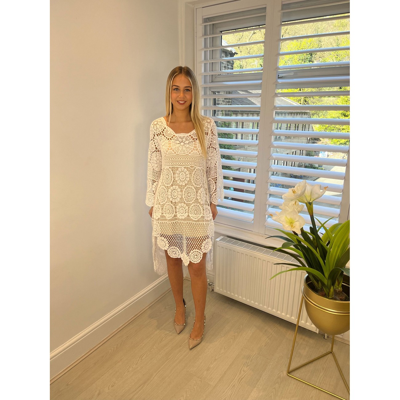 Lucy Cobb Cora Crochet Dress in White