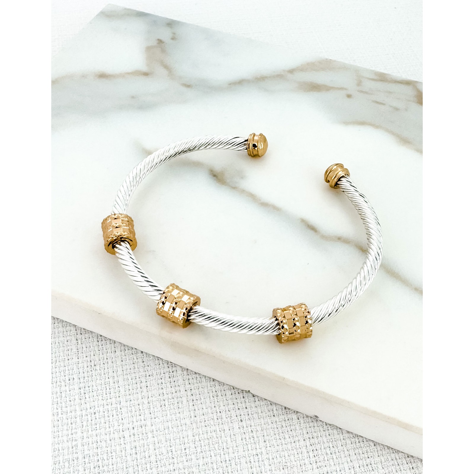 Envy Two Tone Bangle in Silver