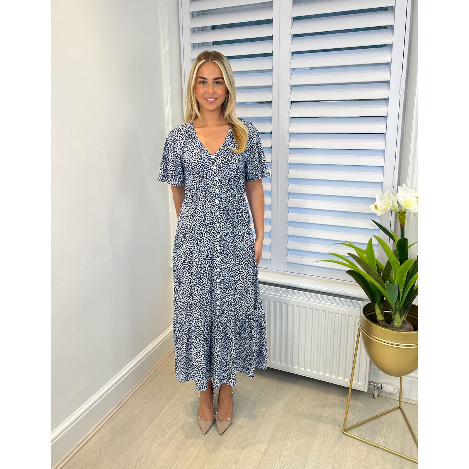 Lucy Cobb Diane Midi Dress in Navy