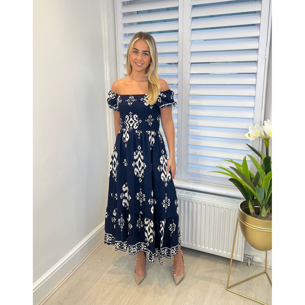 Lucy Cobb Bianca Midi Dress in Navy