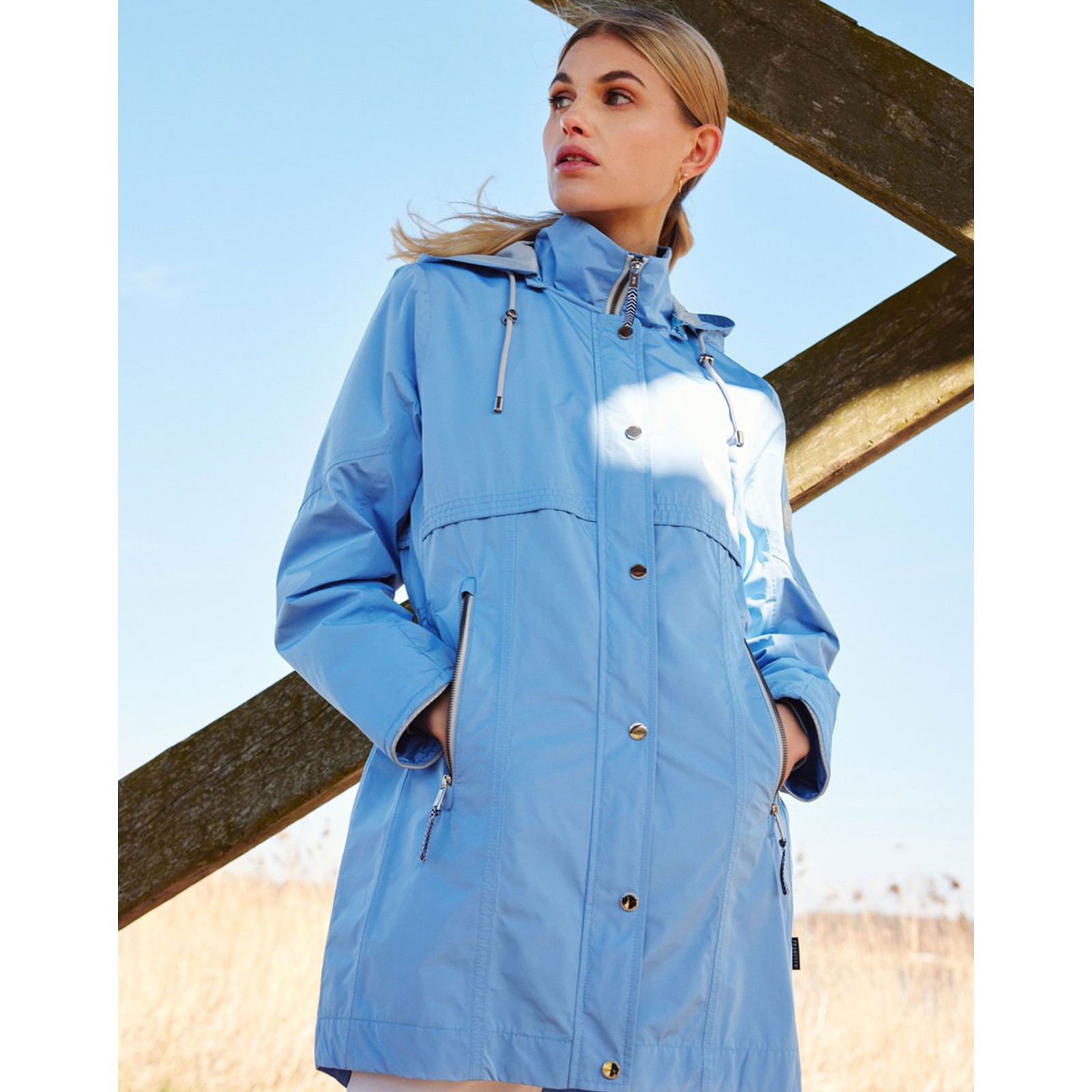 Frandsen Frances Water Resistant Coat in Pale Blue