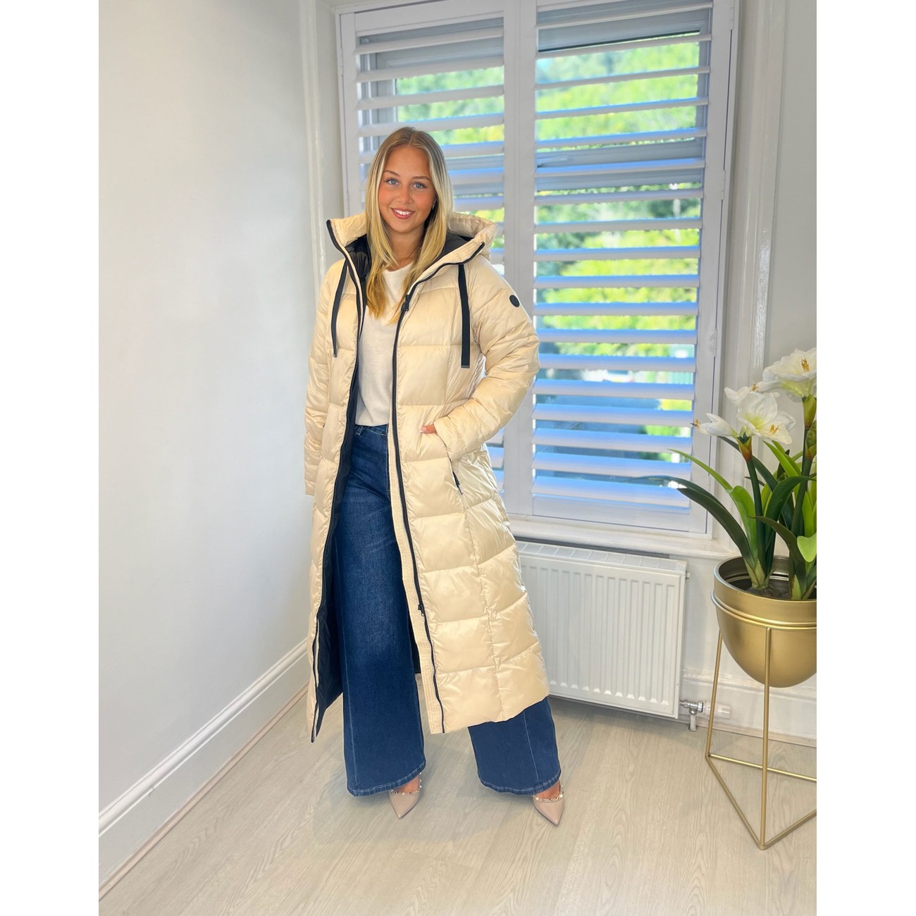 Normann Niamh Longline Padded Coat in Sand