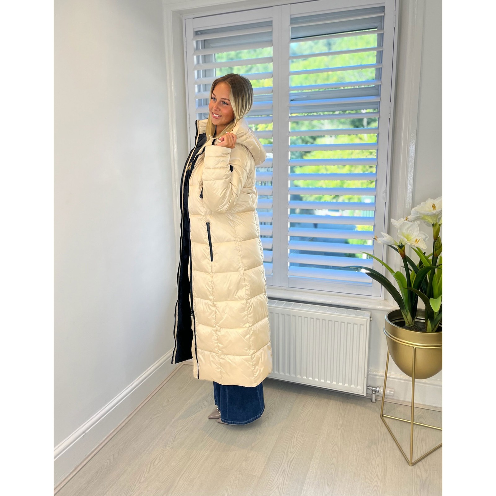 Normann Niamh Longline Padded Coat in Sand